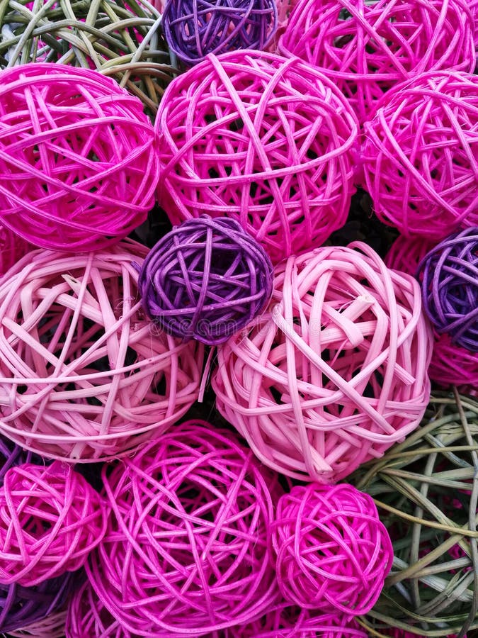 A Large Number of Colored Rattan Balls Stock Photo - Image of colorful ...