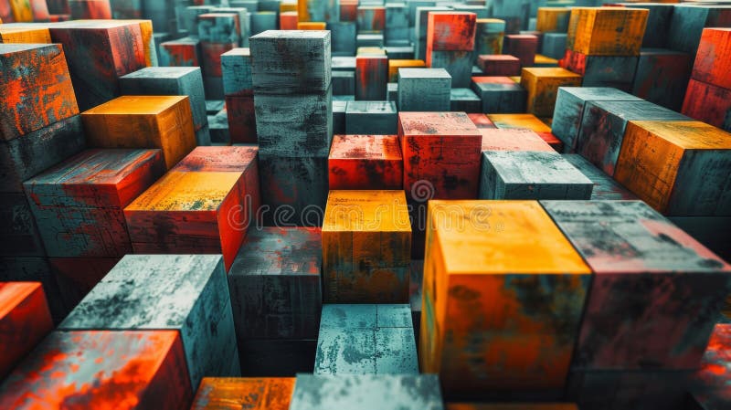 A Large Number of Colorful Blocks are Arranged in a Pattern, AI Stock ...