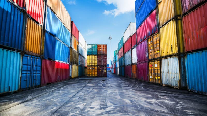 A Large Number of Containers Stacked Together Stock Photo - Image of ...