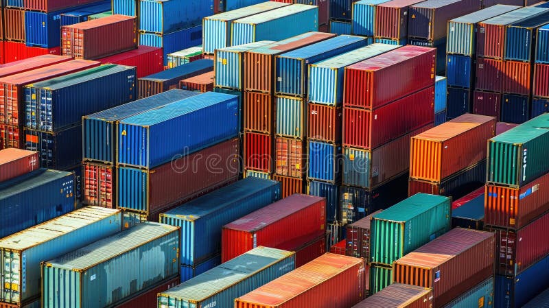 A Large Number of Containers are Stacked in a Warehouse Stock Image ...