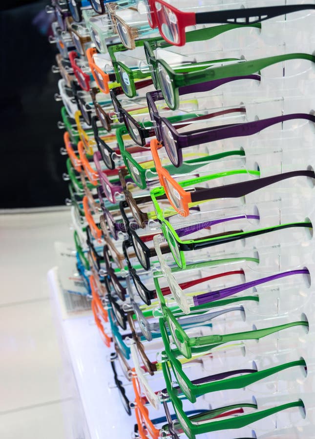 A Large Number of Different Spectacles in Multi-colored Frames Stock ...