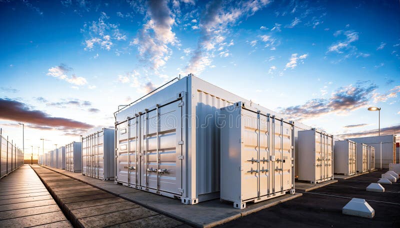 A Large Number of Electrical Storage Containers are Placed Outside in ...