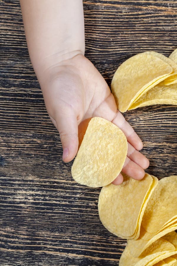 Large Number of Fried Potato Chips Stock Image - Image of eating, pile ...