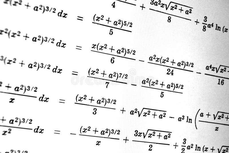 Large Number of Mathematical Formulas on White Background Stock Photo ...