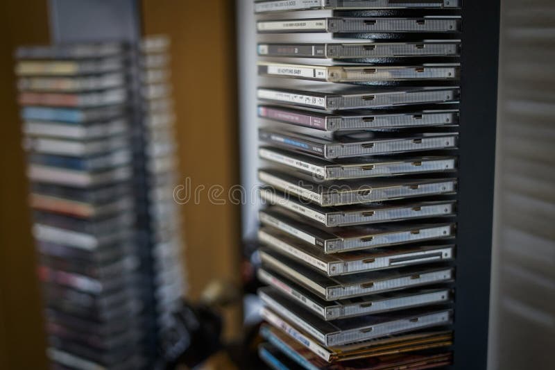 Large Number of Music CDs in CD Rack Test Tower Editorial Photography ...