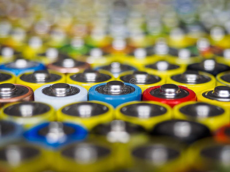 A Large Number of Old AA Batteries of Different Colors Stock Photo ...
