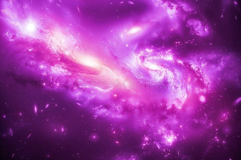 Large Number of Pink and Purple Galaxy Clusters in Space. Stock Photo ...