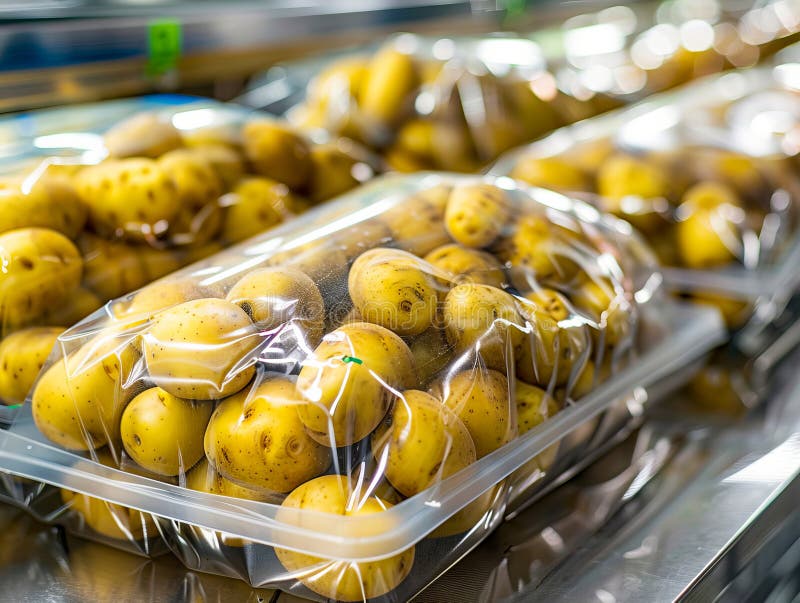 A Large Number of Potatoes in Plastic Containers Stock Image - Image of ...