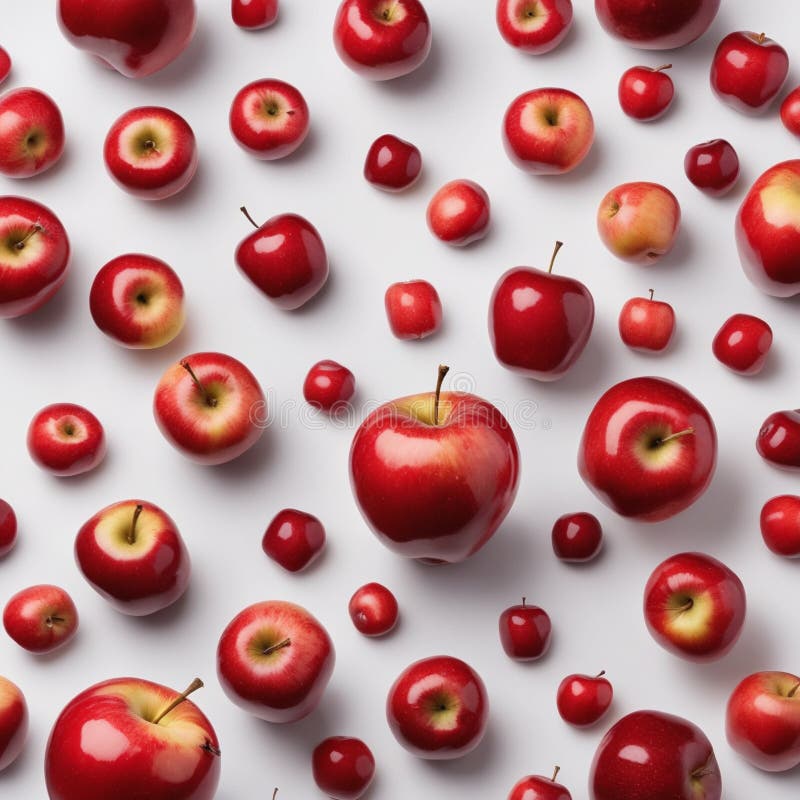 A Large Number of Red Apples on a White Surface Stock Illustration ...