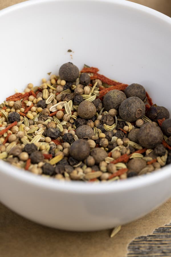 A Large Number of Spices Mixed Together for Marinating Meat Stock Photo ...