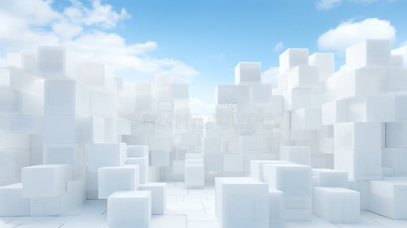 A Large Number of White Cubes in a Room. Generative AI Image. Stock ...