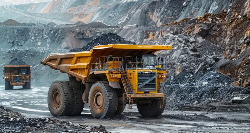 The Industrial Site at the Openpit Mine is Bustling with Yellow Mining ...