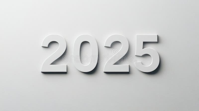 Large 2025 Numbers on White Background for Future Planning Concepts ...
