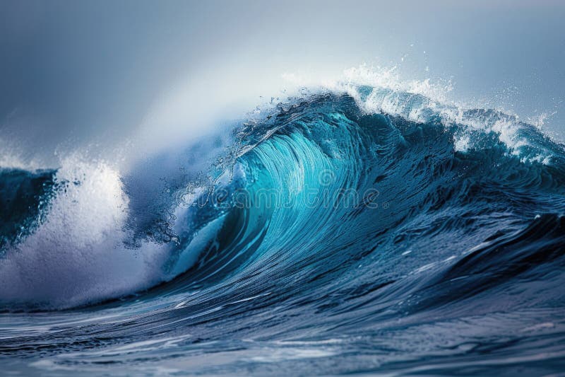 A Large Ocean Wave Breaking in the Middle of a Calm Sea Stock Photo ...