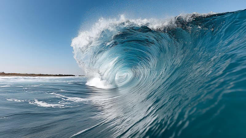 A Large Ocean Wave Curls Dramatically, Forming a Perfect Barrel with ...