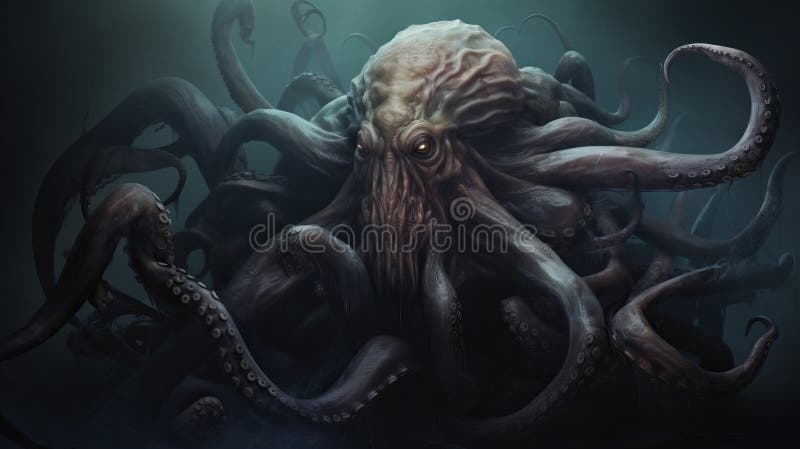 Nightmare Octopus: a Scary and Creepy Creature Stock Illustration ...