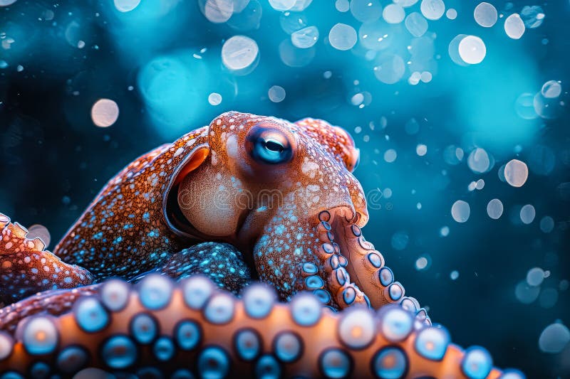 Large Octopus is Laying on the Ocean Floor Stock Photo - Image of ...
