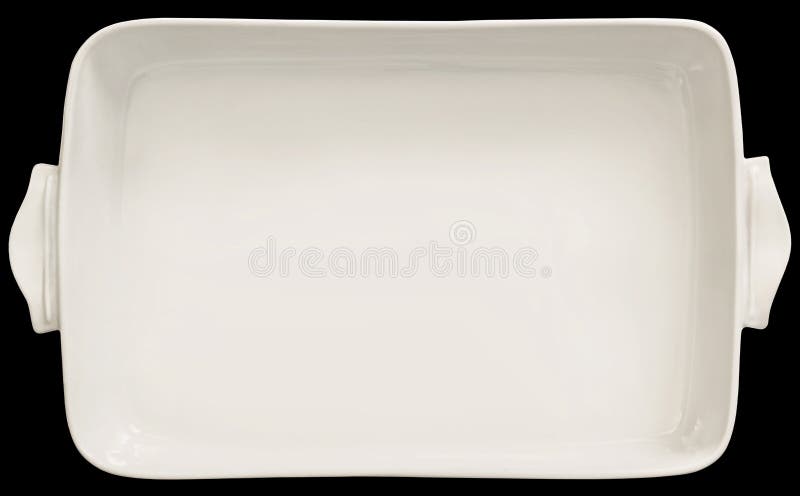 Large Off White Oblong Rectangular Ceramic Baking Pan Isolated on Black ...
