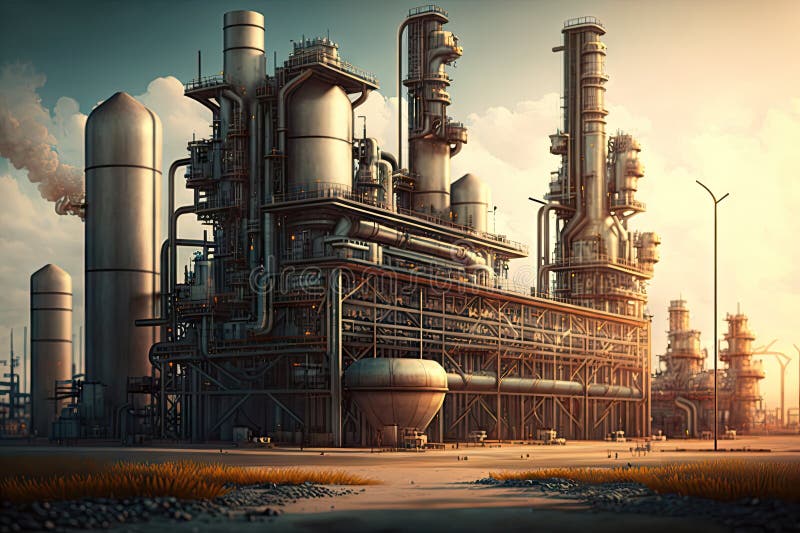 Large Office Buildings in Refinery Complex for Petroleum Processing ...