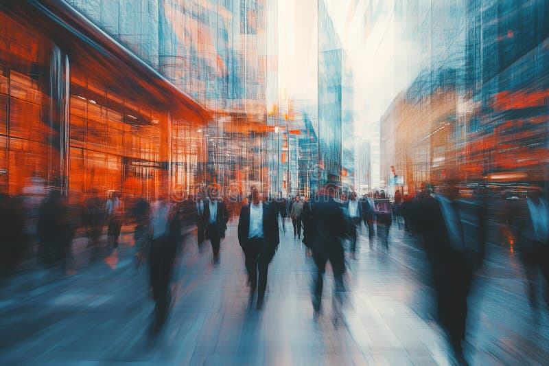 A Large Office Complex Bustling with Activity, Highlighted by Motion ...