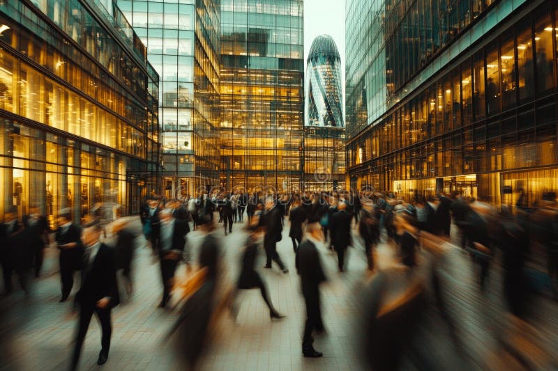 A Large Office Complex Bustling with Activity, Highlighted by Motion ...