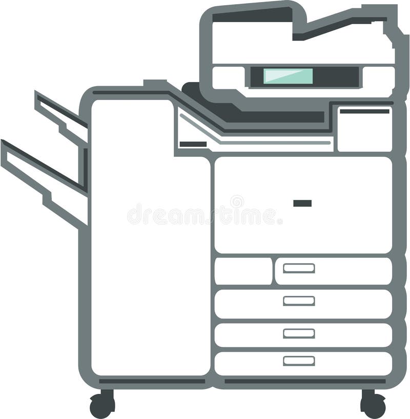 Large Office Printer Copier Stock Vector - Illustration of front, file ...