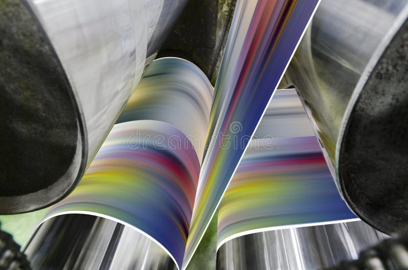 A Large Offset Printing Press Stock Photo - Image of paint, design ...