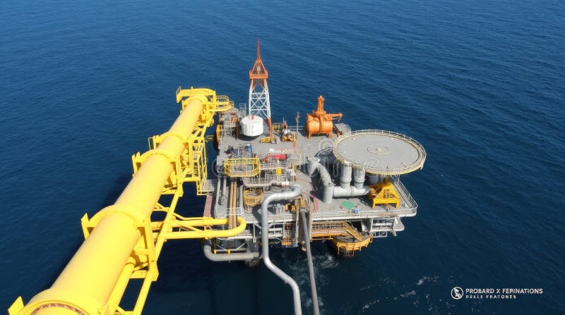 Large Offshore Oil Drilling Platform in the Middle of the Ocean Stock ...