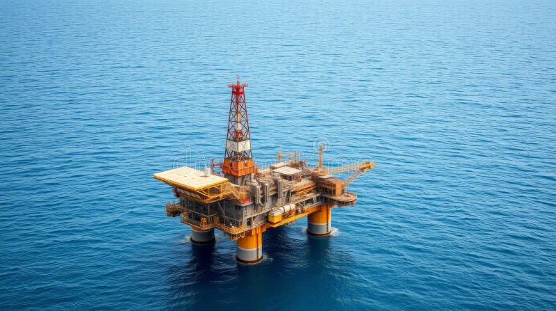 Large Offshore Oil Drilling Platform in the Middle of the Ocean Stock ...