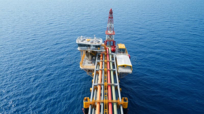 Large Offshore Oil Drilling Platform in the Middle of the Ocean Stock ...