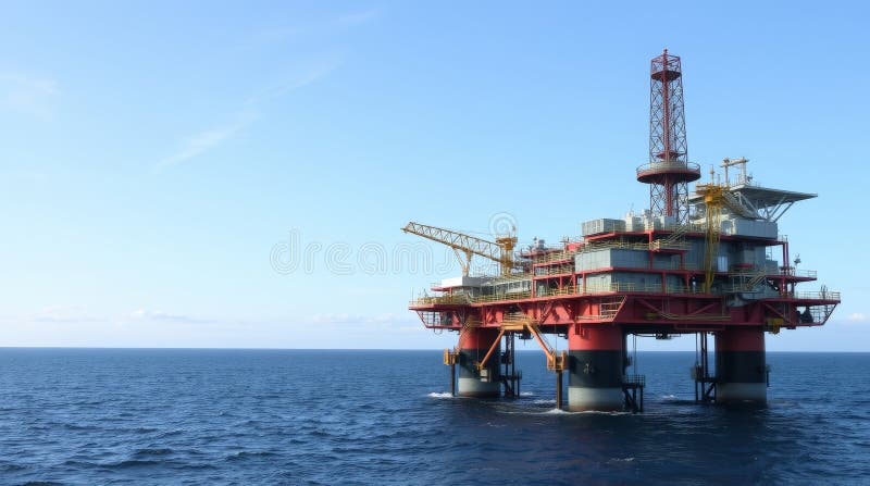 Large Offshore Oil Drilling Platform in the Middle of the Ocean Stock ...