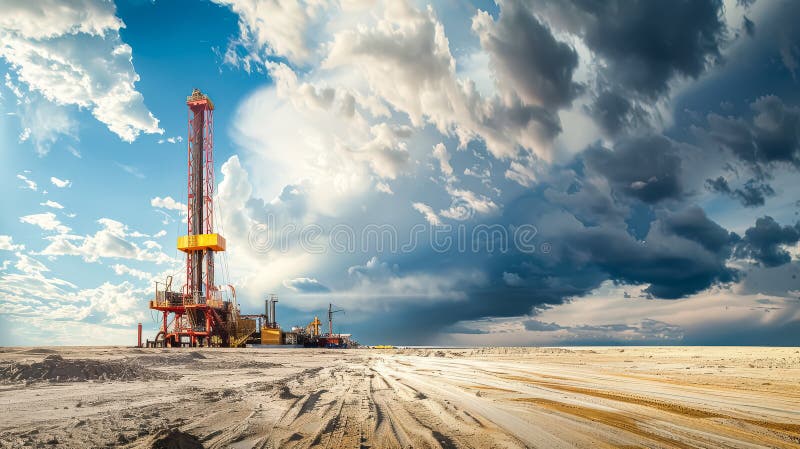 A Large Oil Rig is in the Middle of a Desolate, Snowy Landscape. Stock ...