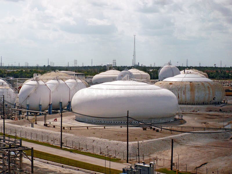 Large Oil Storage Containers in the Cargo Port Stock Photo - Image of ...