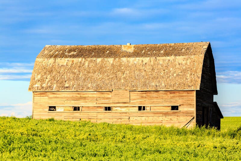 A Large, Old Barn Sits in a Field of Grass Stock Photo - Image of field ...