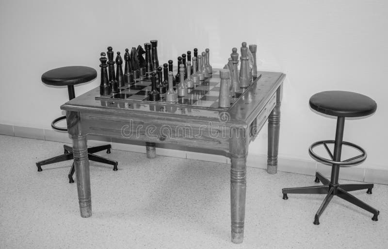 Large Old Chess Figures of Wood on the Table Stock Image - Image of ...