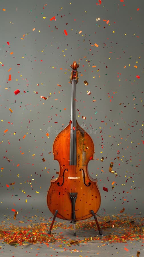 A Large, Old-fashioned Cello is Surrounded by a Cloud of Confetti Stock ...