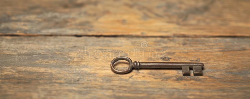 Large Old-fashioned Key on a Rustic Table, Antiquity, Historical ...