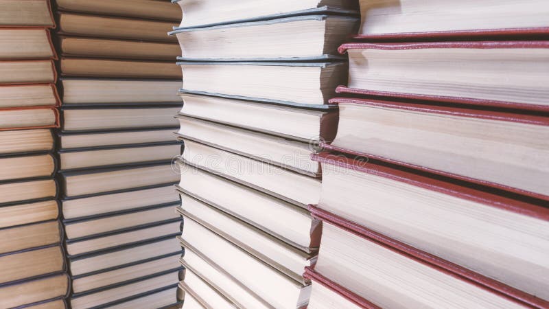 Large Hardcover Books Pile Wide Angle View Stock Image - Image of heap ...