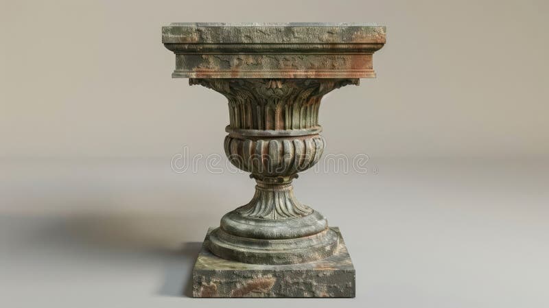 A Large, Old, Rusted Metal Column with a Green Top Stock Illustration ...