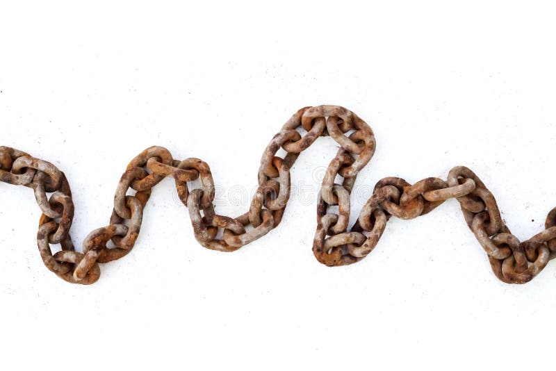 Large Old Rusty Chain on White Background Stock Image - Image of ...
