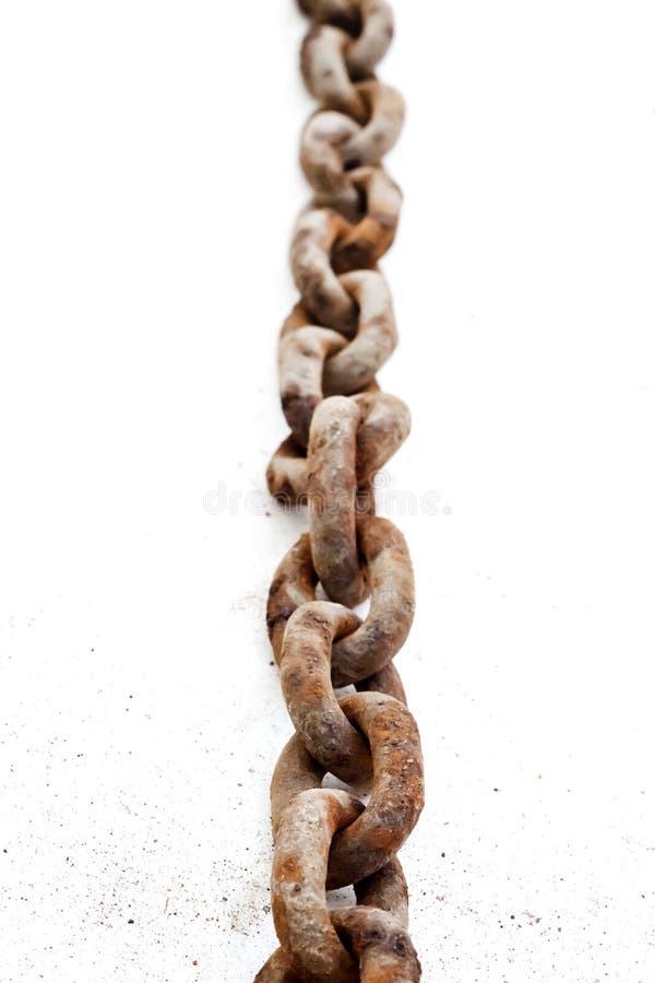 Large Old Rusty Chain on White Background, Copy Space Stock Photo ...