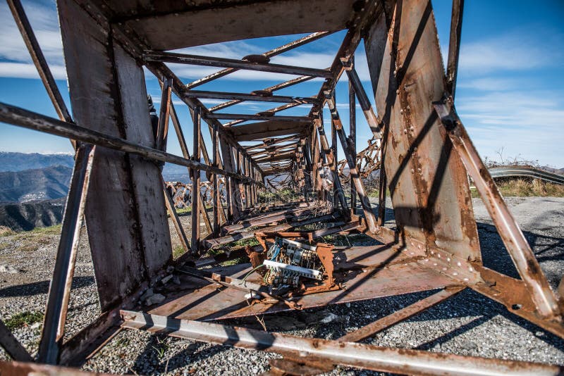 A Fallen Radio Tower on Top of a Hill Stock Image - Image of hill ...