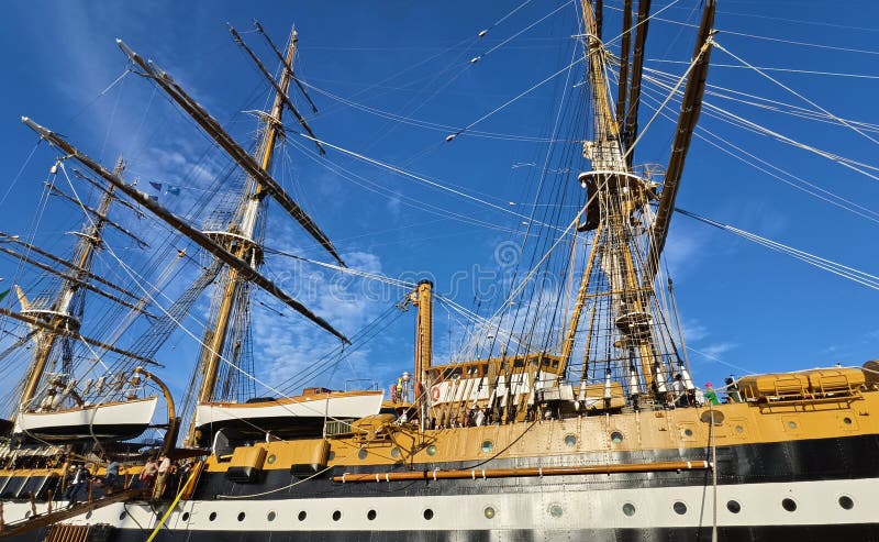 A Large Old Ship at Pier Under a Beautiful Blue Sky Stock Photo - Image ...