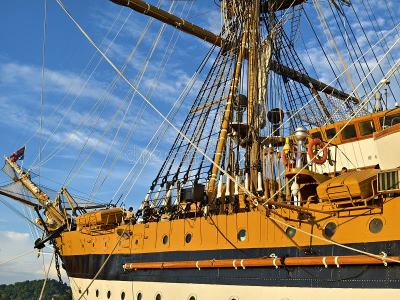 A Large Old Ship at Pier Under a Beautiful Blue Sky Stock Image - Image ...