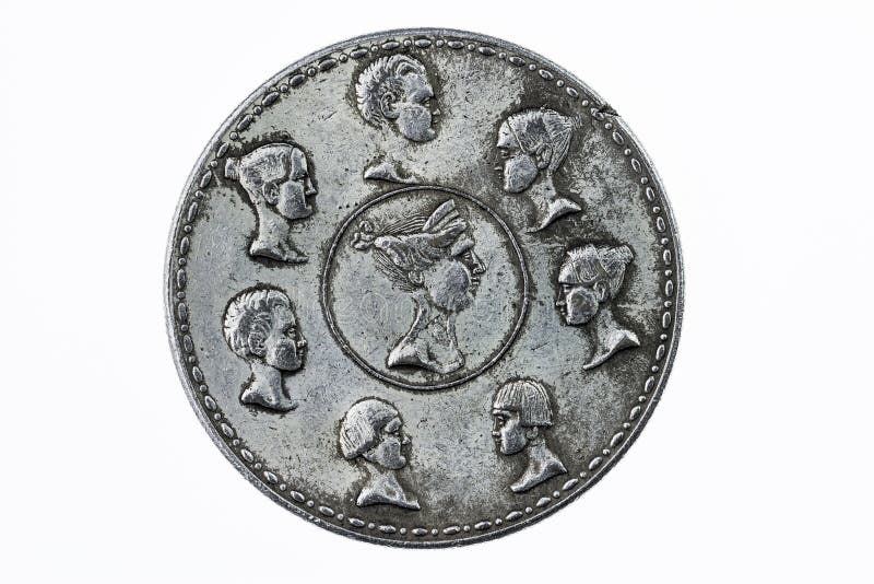 Large Silver Coin on White Background Stock Photo - Image of macro ...