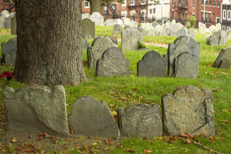 Old Gravestones in Cemetery Graveyard and Tree Stock Image - Image of ...
