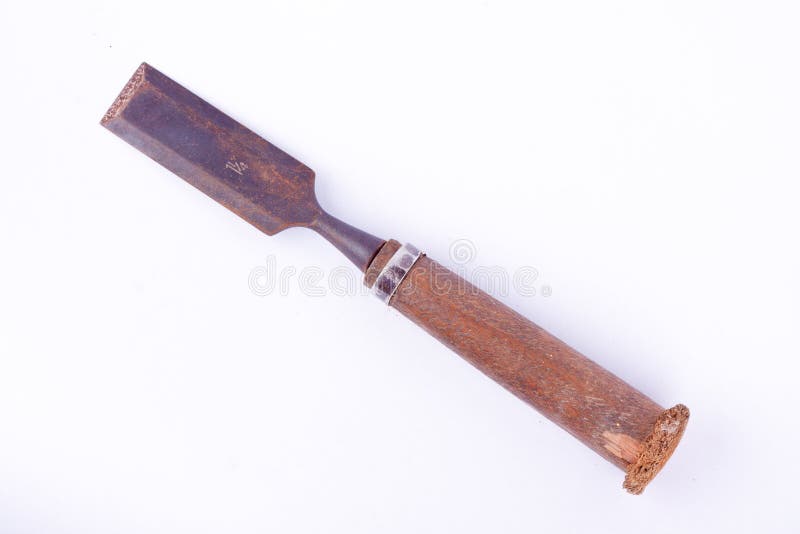 Large Old Used Flat Chisel Wood Carving Woodworking Tools on White ...