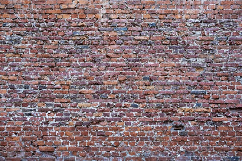 Large Old Wall of Red and Dark Blue Bricks. Rough Surface Texture Stock ...