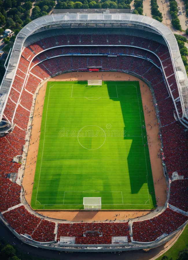 Large Open Air Stadium. Sports Complex with Green Field Stock ...