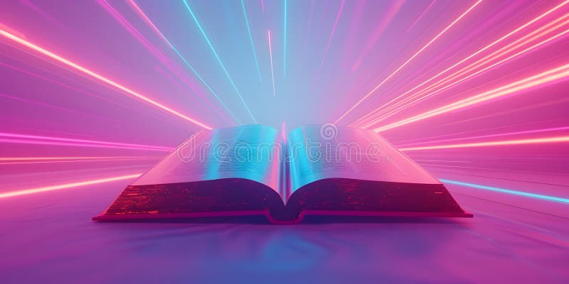 Large Open Book with Rays Emanating from Center of Book in Delicate ...
